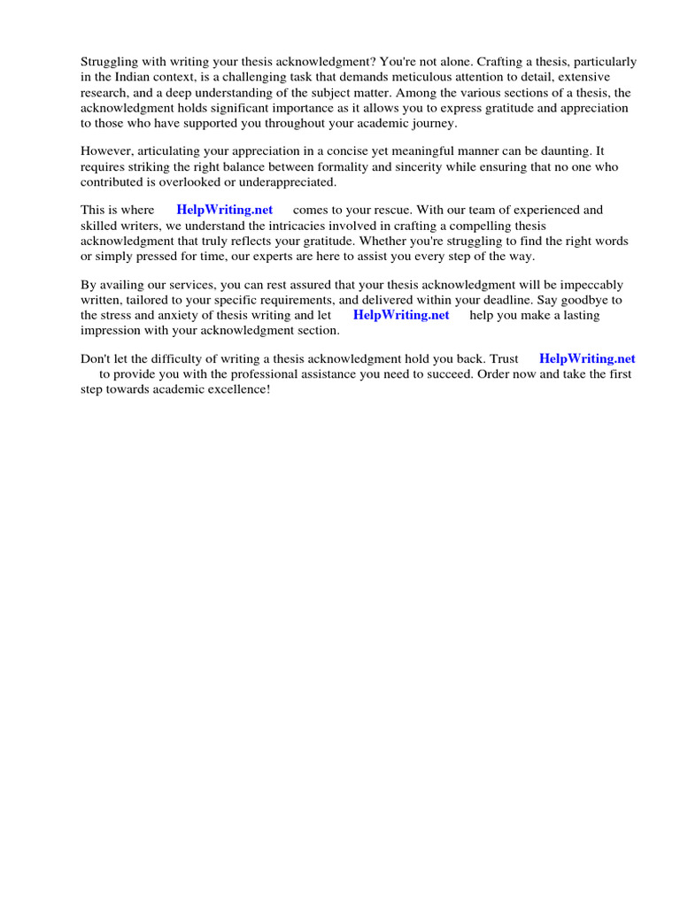 Indian Thesis Acknowledgement | PDF