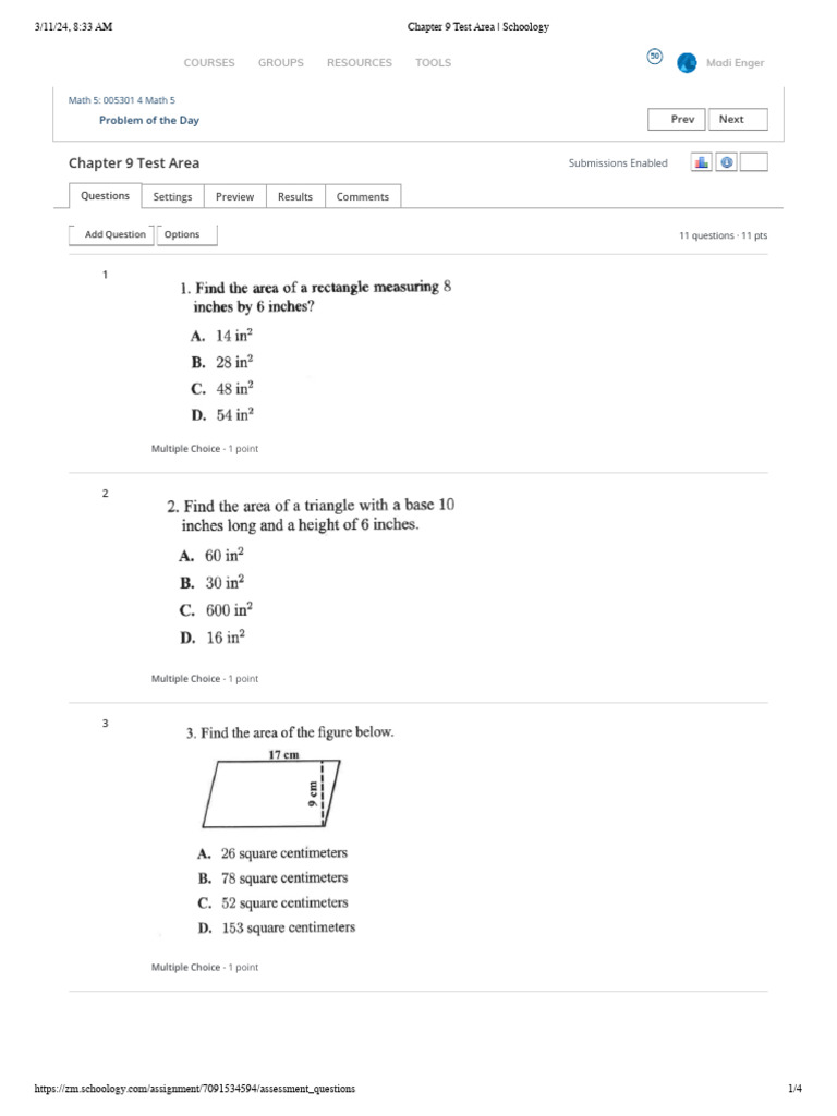Chapter 9 Test Questions on Schoology | PDF