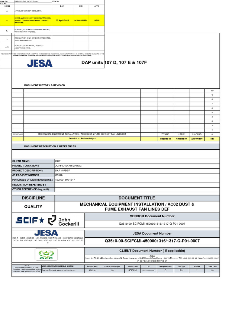 Mechanical Equipment Installation ITP | PDF | Systems Engineering ...