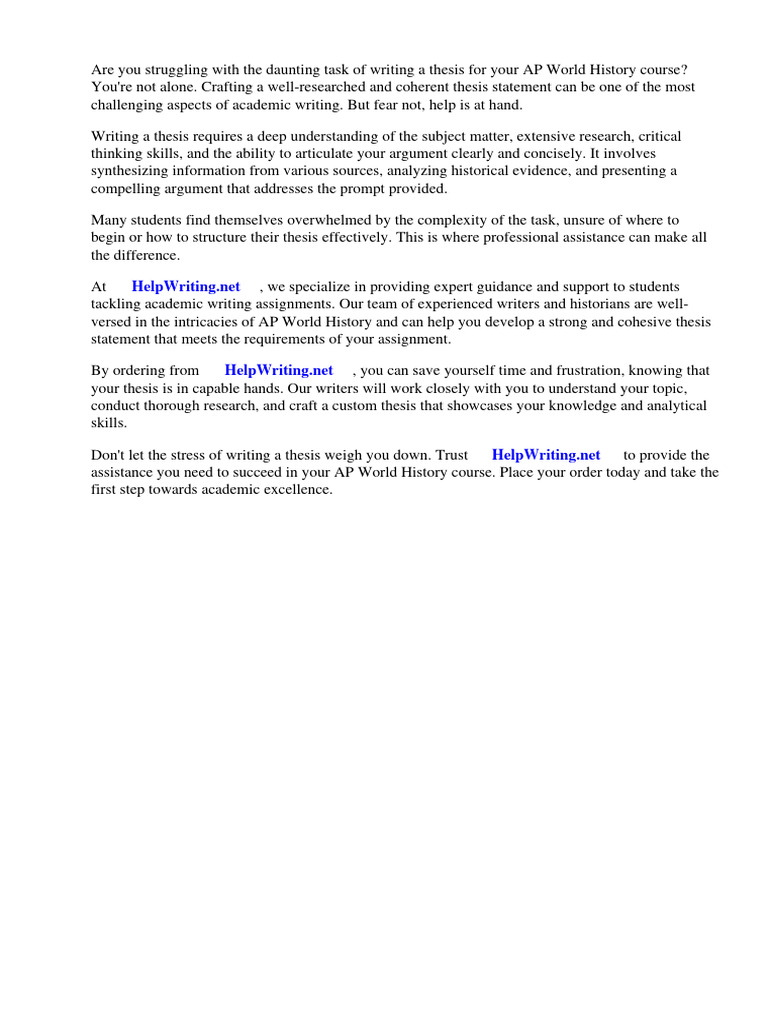 How To Write A Thesis For AP World History | PDF | Essays | Thesis