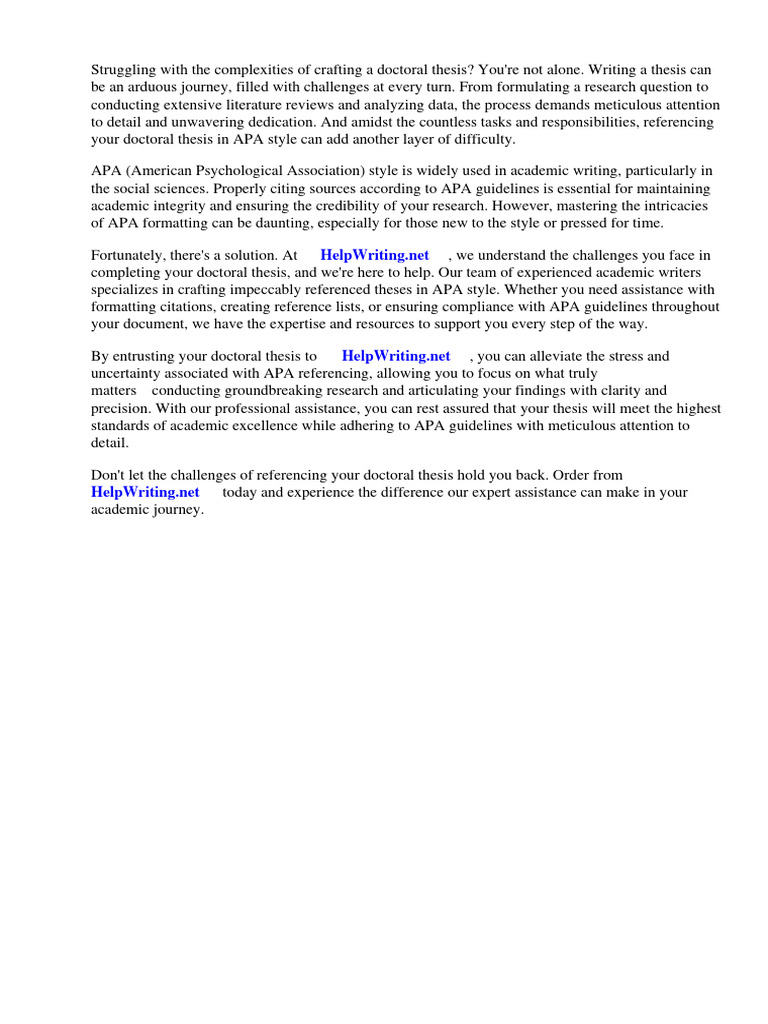 How To Reference Doctoral Thesis Apa Download Free Pdf Thesis Apa