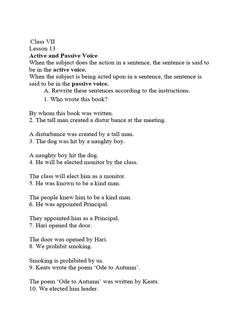 Active and Passive Voice | PDF | Subject (Grammar) | Verb