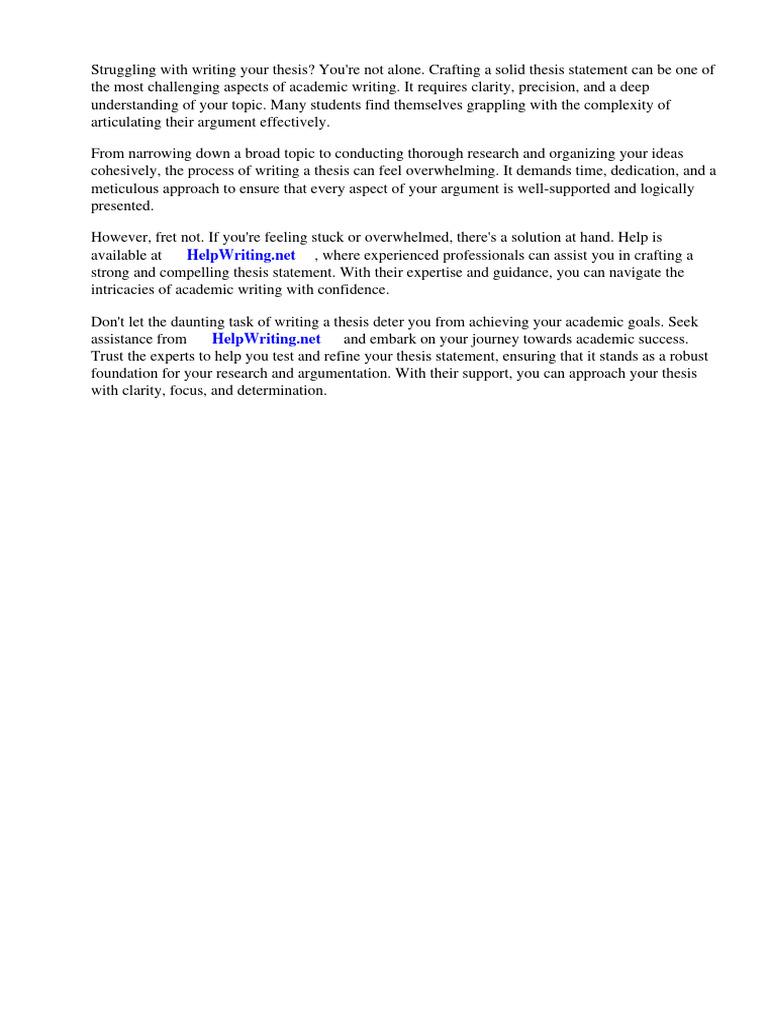 Test Your Thesis Statement | PDF