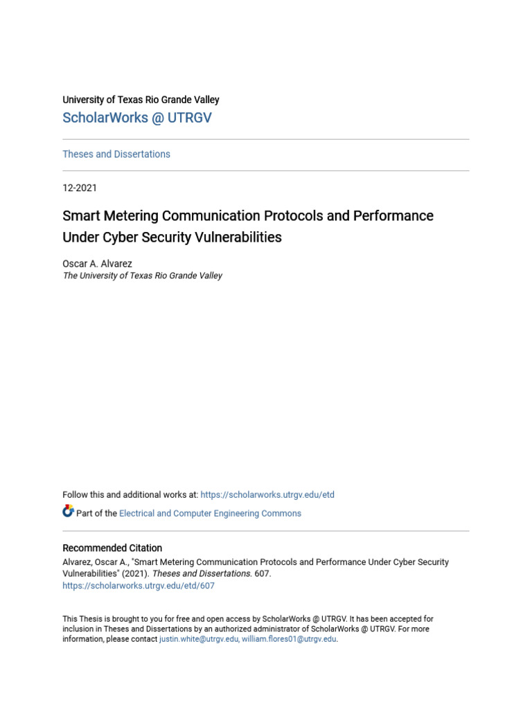 Smart Metering Communication Protocols and Performance Under Cybe | PDF | Electrical Grid ...