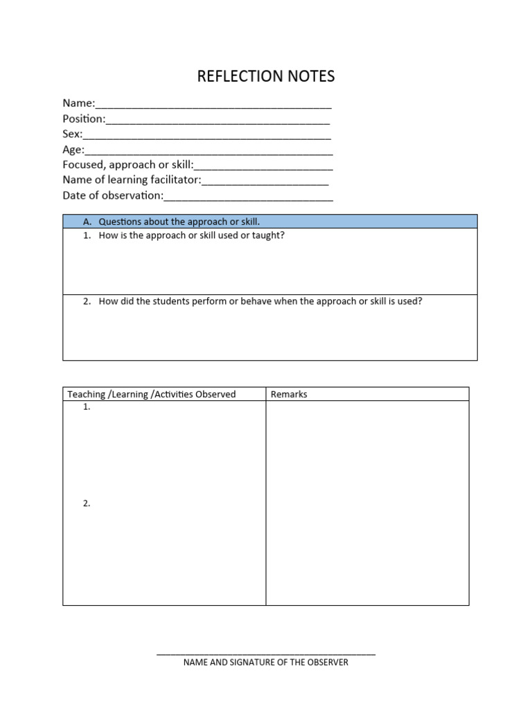 Reflection Notes | PDF