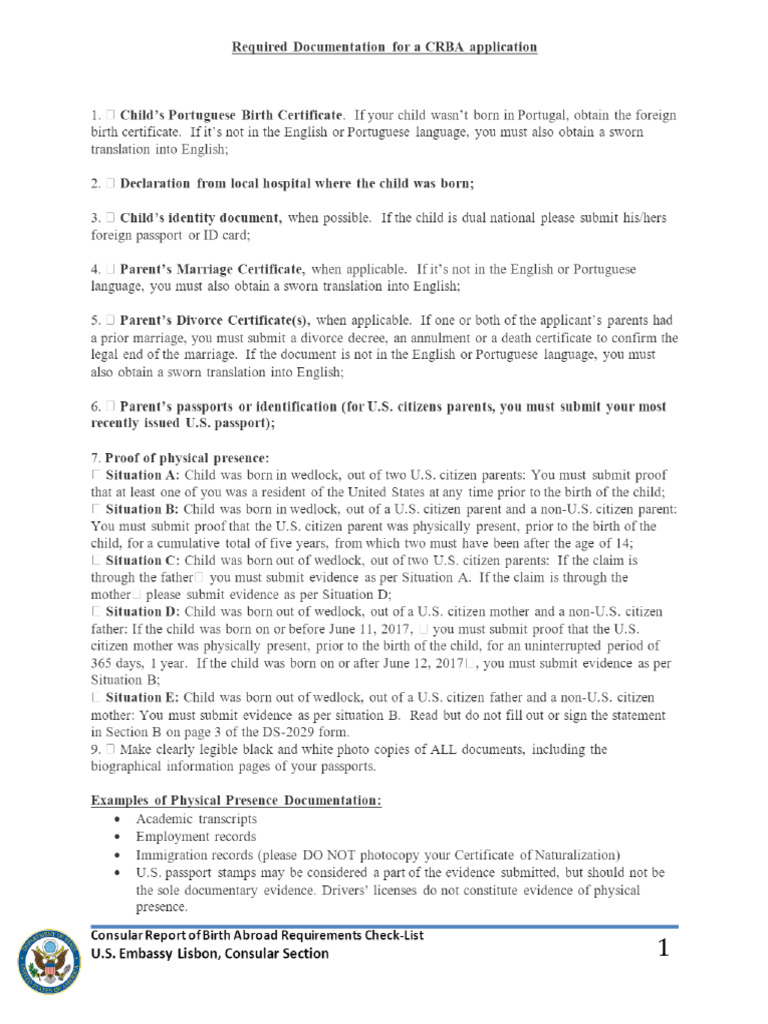 Requirements CRBA Application | PDF