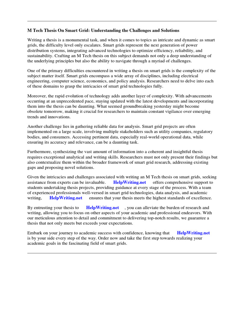 M Tech Thesis On Smart Grid | PDF
