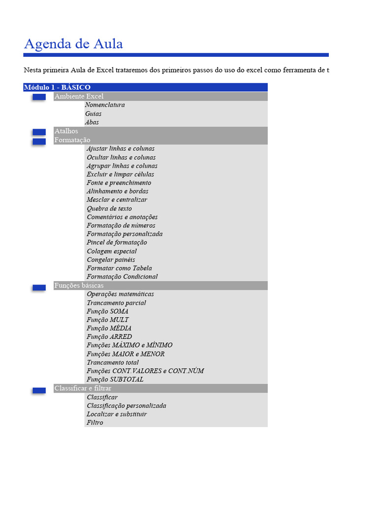 Primeiros Passos no Excel Básico | PDF | Botão Ctrl