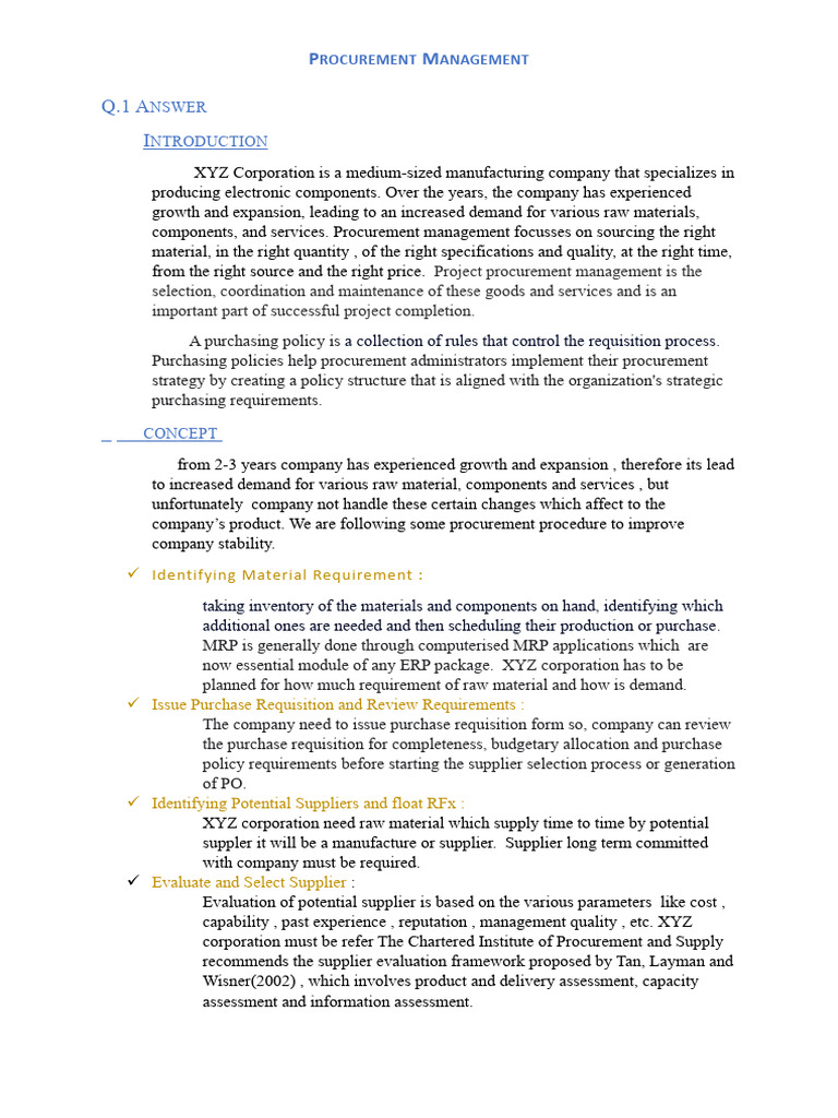 Procurement Management | PDF | Procurement | Request For Proposal