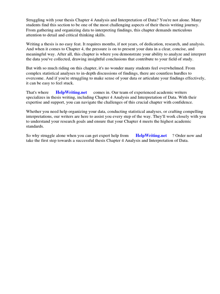 Thesis Chapter 4 Analysis And Interpretation Of Data Pdf 