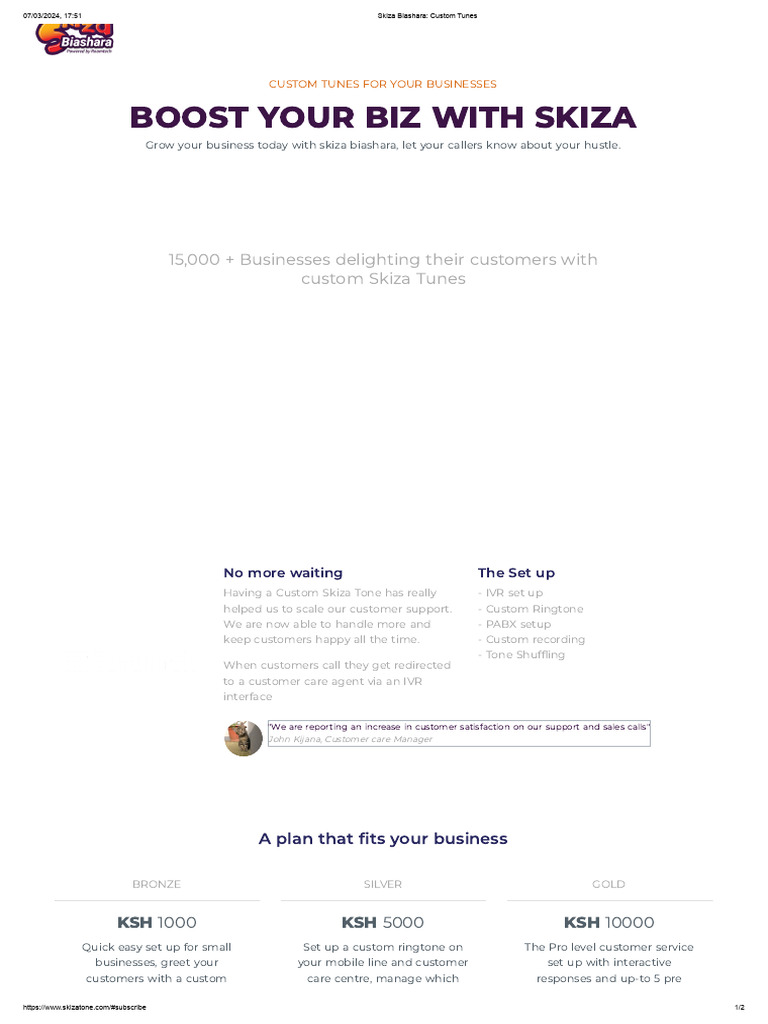 Skiza Biashara - Custom Tunes | PDF | Interactive Voice Response ...