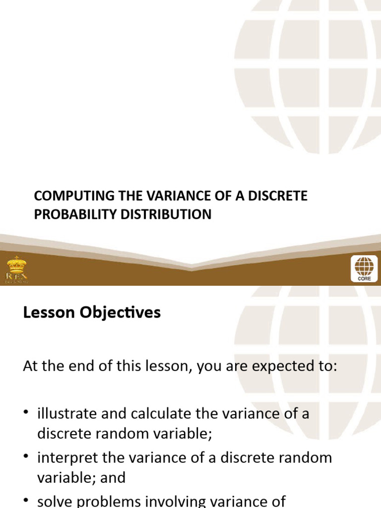 PSUnit I Lesson 5 Computing The Variance of A Discrete Probability Distribution | PDF | Variance ...