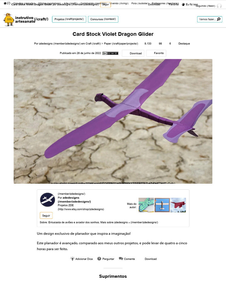 Card Stock Violet Dragon Glider - 8 Etapas (Com Fotos) - Instructables ...