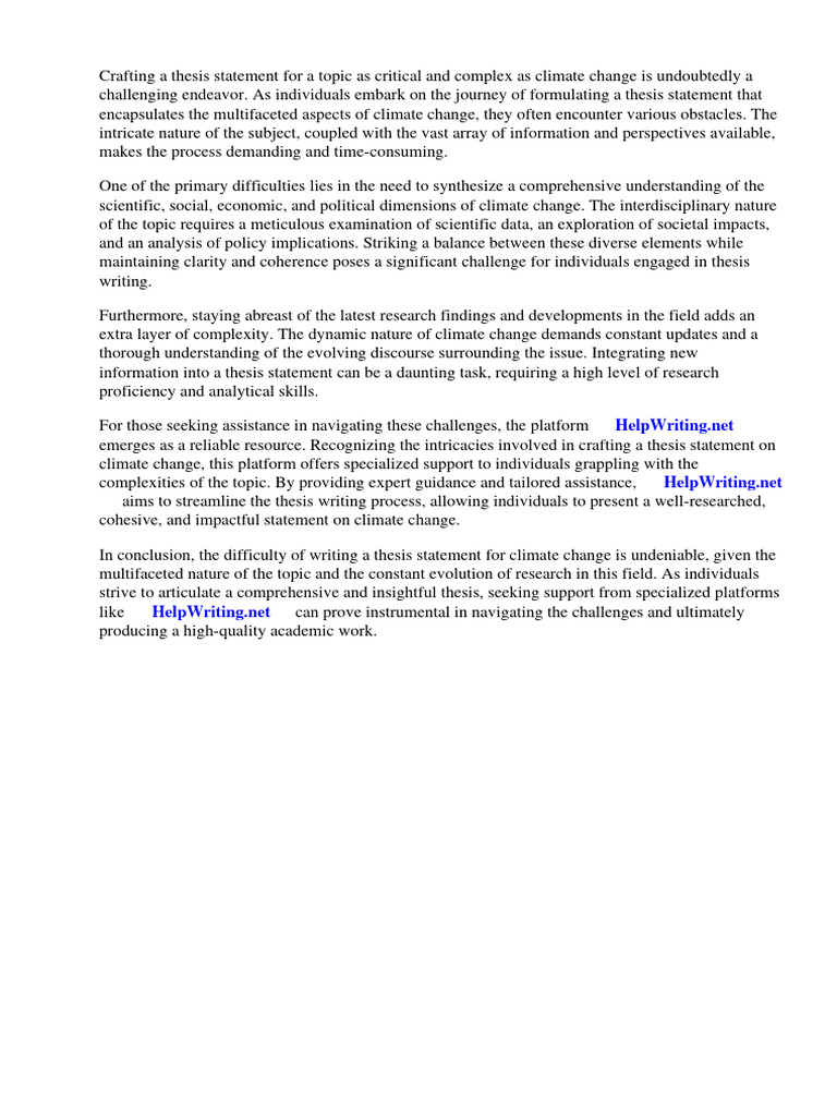 Thesis Statement For Climate Change | PDF