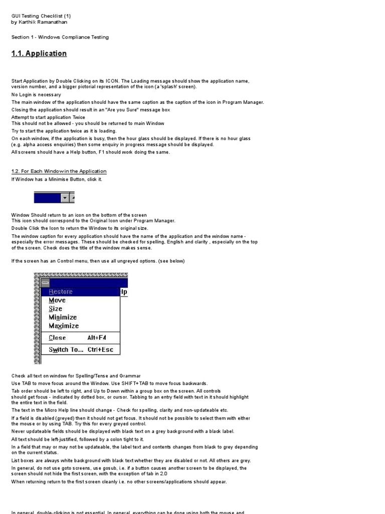 GUI Testing Checklist | PDF | Keyboard Shortcut | Computer Program