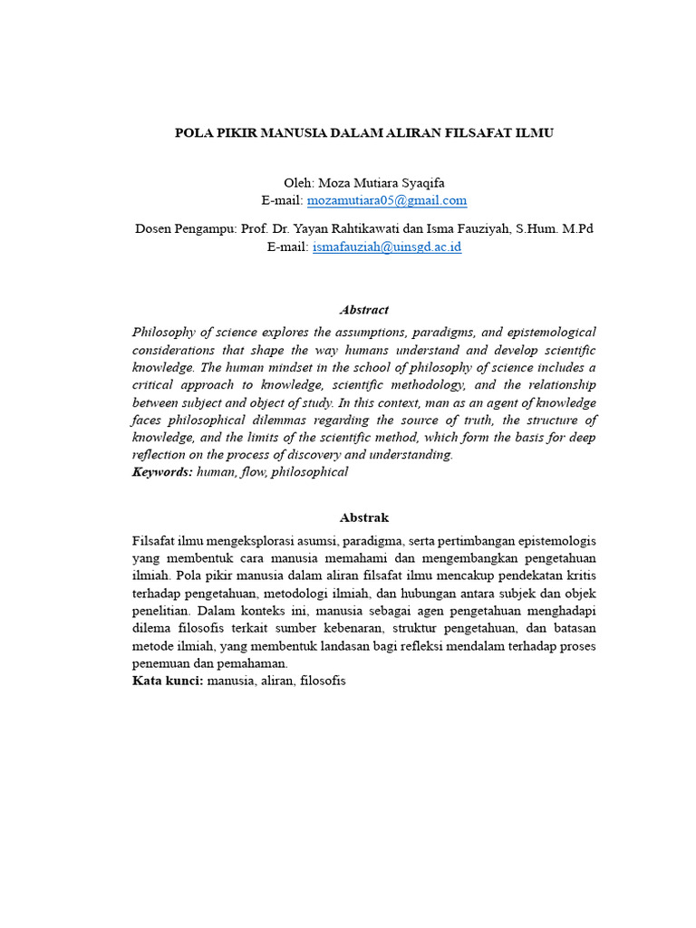 Artikel Filsafat-Moza Mutiara 1225020094 | PDF