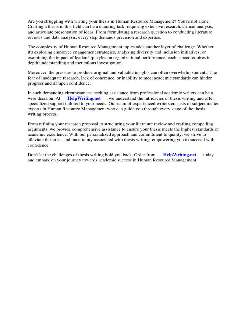 Thesis Sample Human Resource Management | PDF | Employment | Human ...