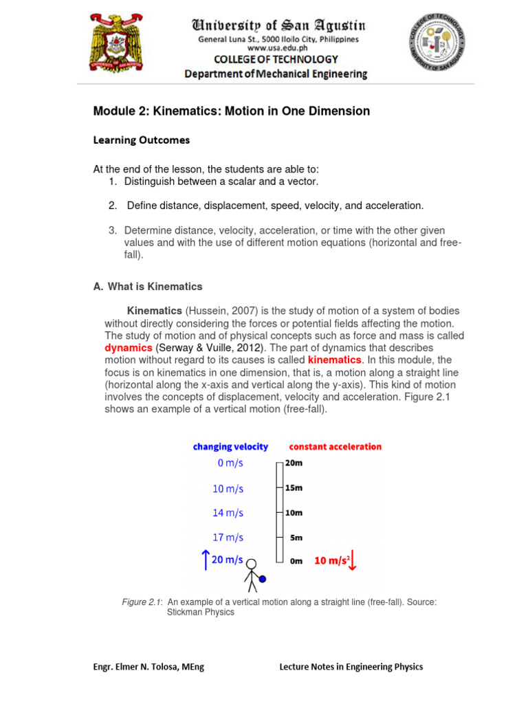 Physics 1e Module 2 | PDF | Velocity | Acceleration