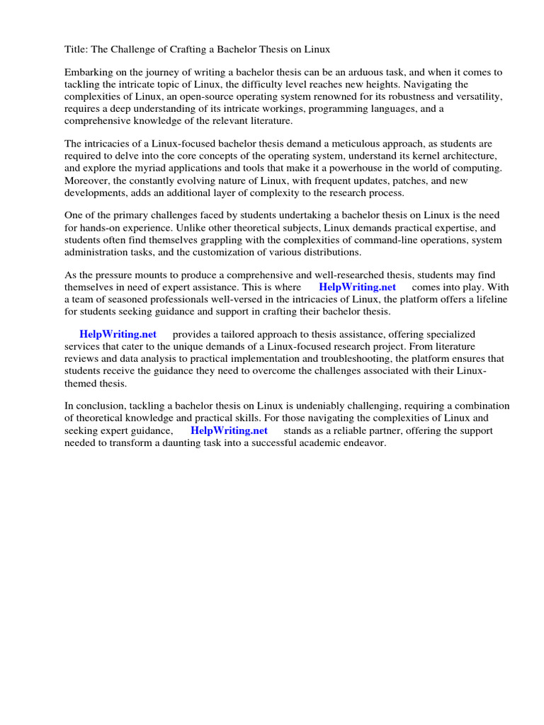 Bachelor Thesis Linux | PDF | Linux | Operating System