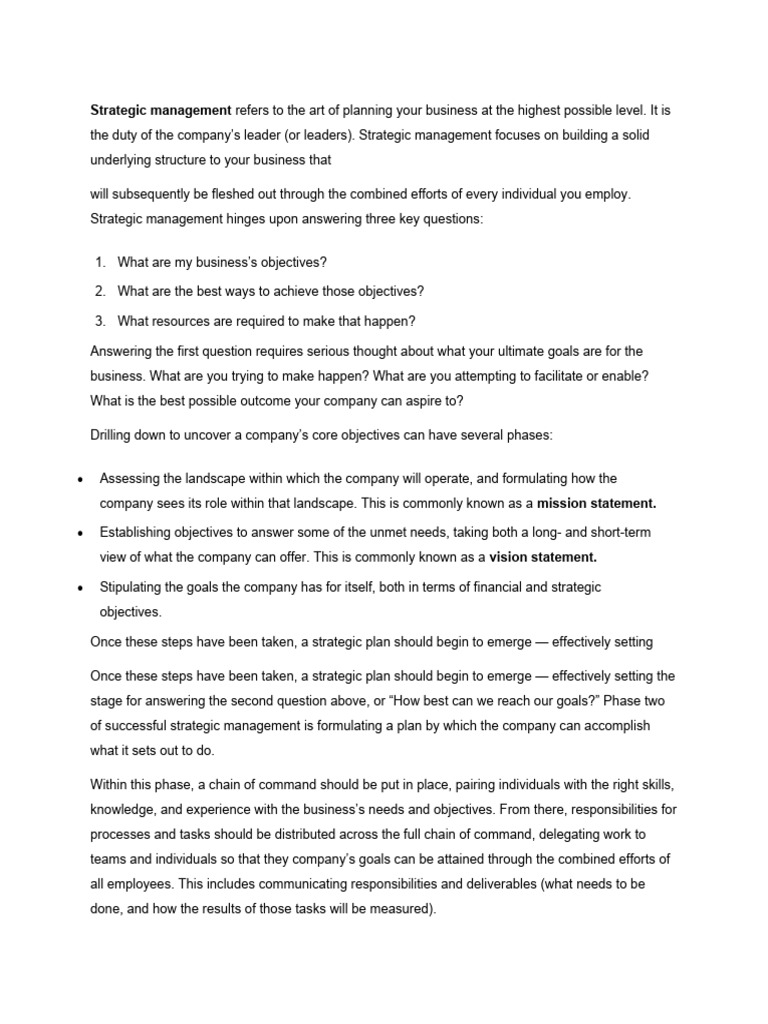 Strategic Management | PDF