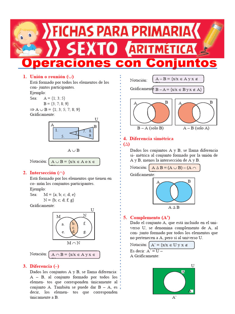 Operaciones Con Conjuntos para Sexto de Primaria | PDF