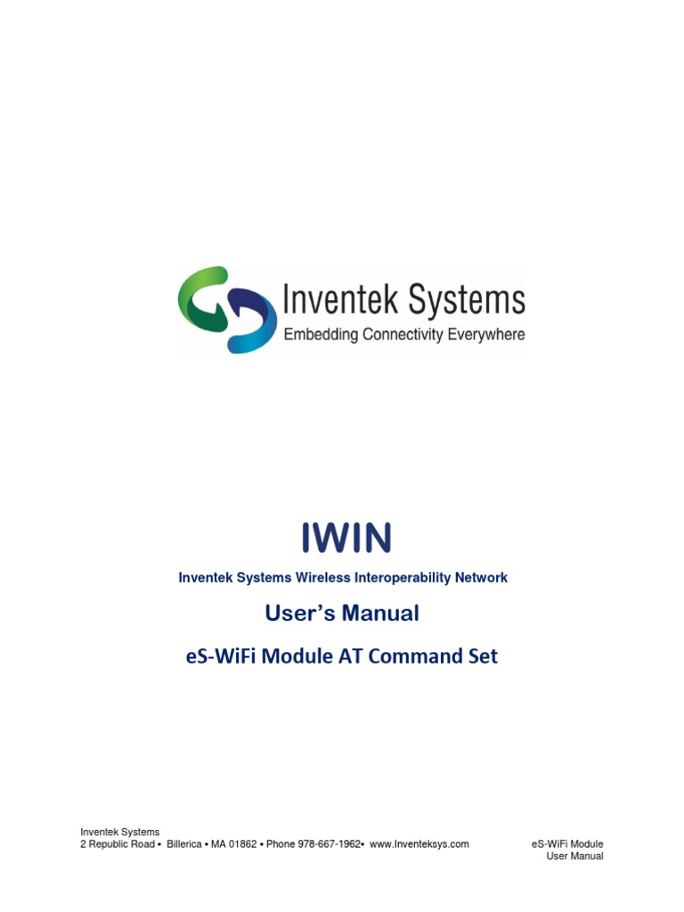 Inventek-IWIN Command Set Users Manual | PDF | Information And Communications Technology | Computing