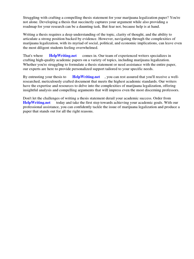 Thesis Statement For Marijuana Legalization Paper | PDF