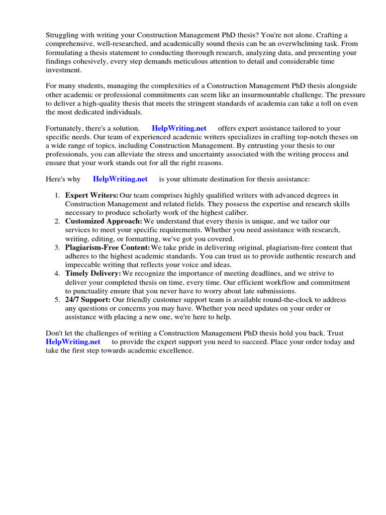 Construction Management PHD Thesis PDF | PDF