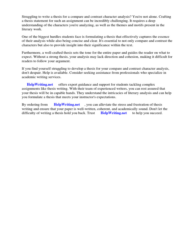 If You Are Trying To Write A Thesis For A Compare and Contrast ...