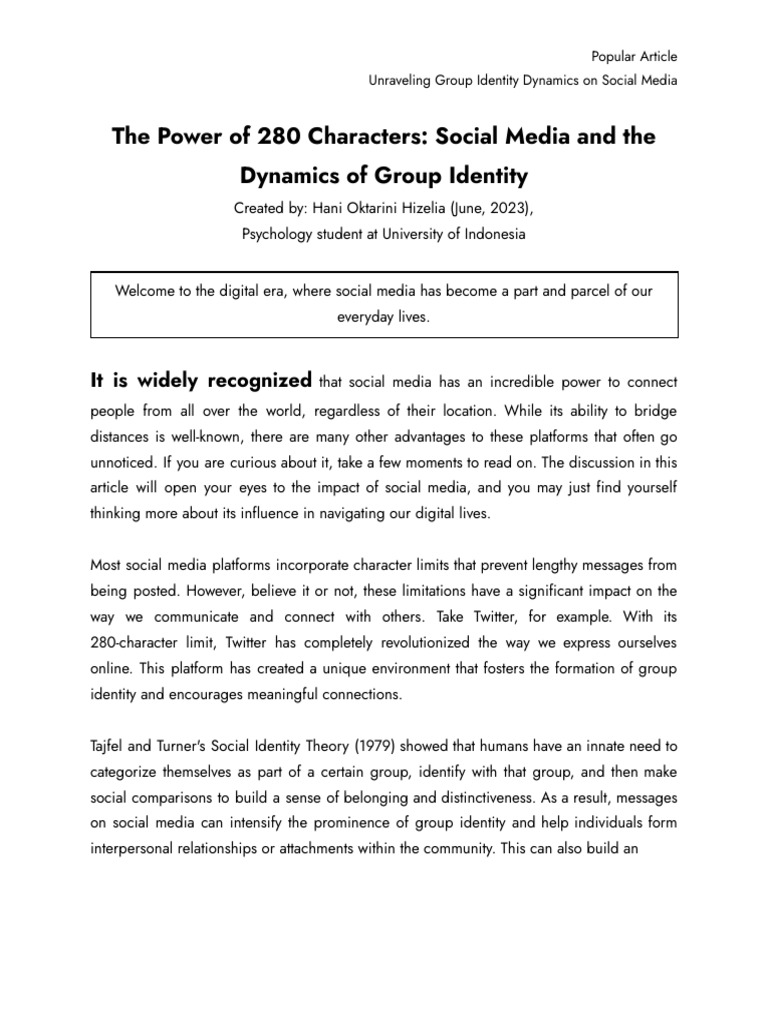 The Power of 280 Characters: Social Media and The Dynamics of Group ...