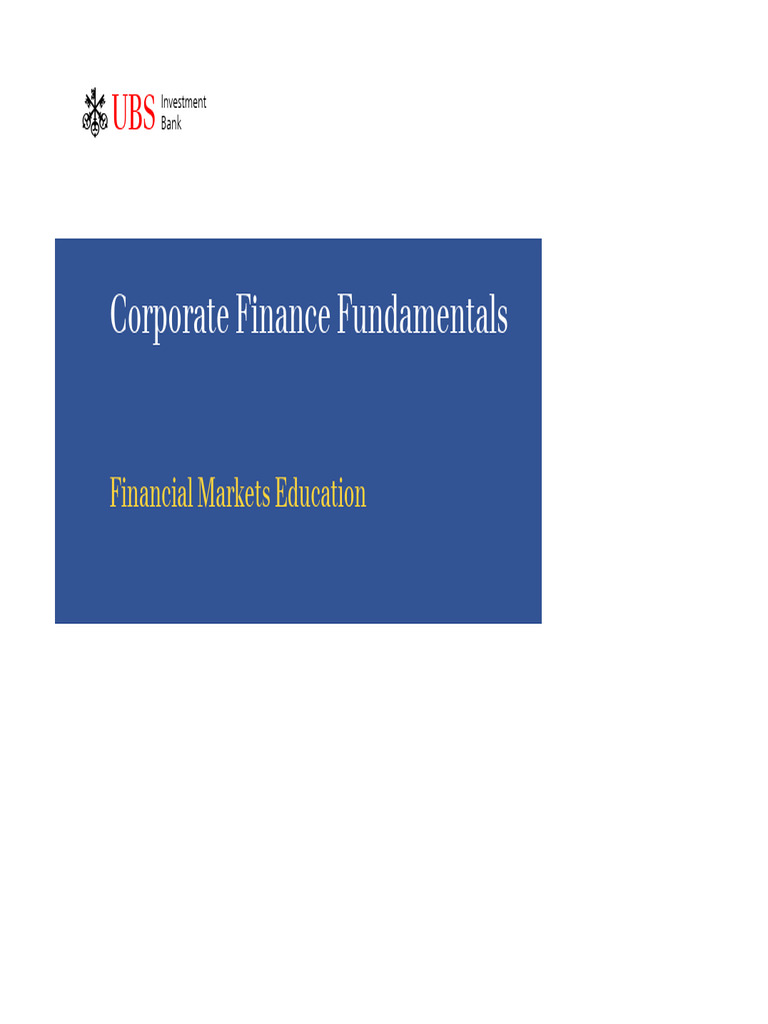 Corporate Finance Fundamentals UBS (Slide 25-59) | PDF | Finance ...