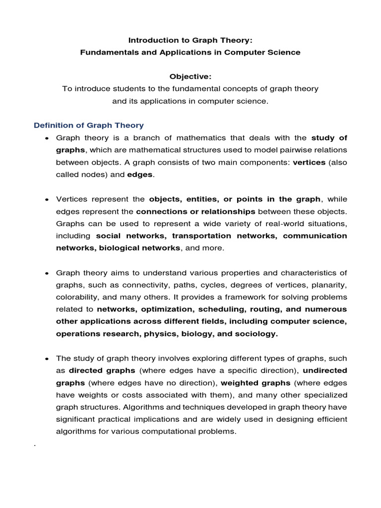 Intro To Graph Theory | PDF | Vertex (Graph Theory) | Graph Theory Intro To Graph Theory | PDF | Vertex (Graph Theory) | Graph Theory