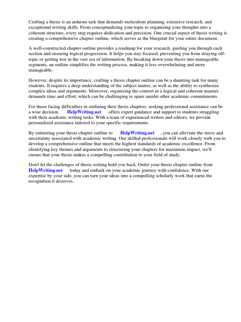 Thesis Chapter Outline | PDF | Thesis | Data Analysis