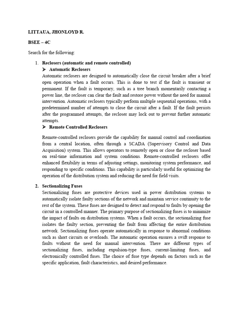 Overview of Power Distribution Devices | PDF | Capacitor | Fuse ...