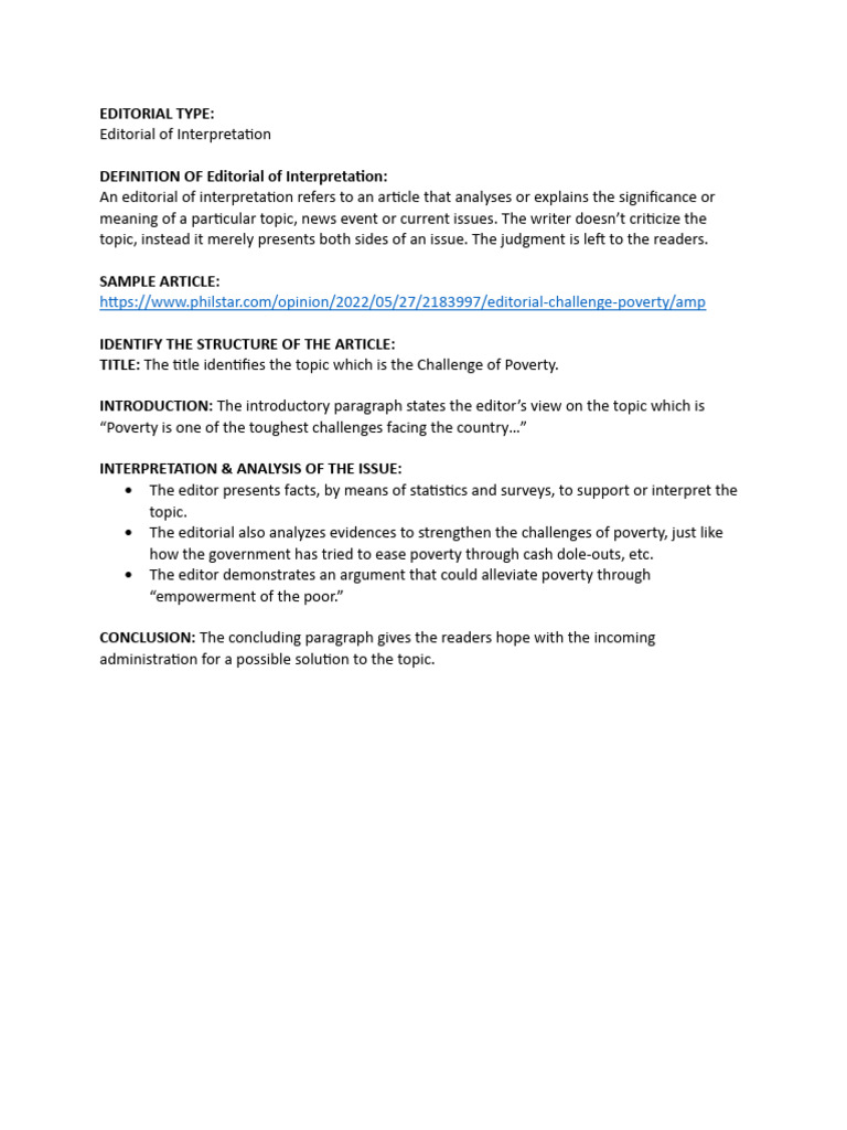 Understanding Editorials of Interpretation | PDF | Finance & Money ...
