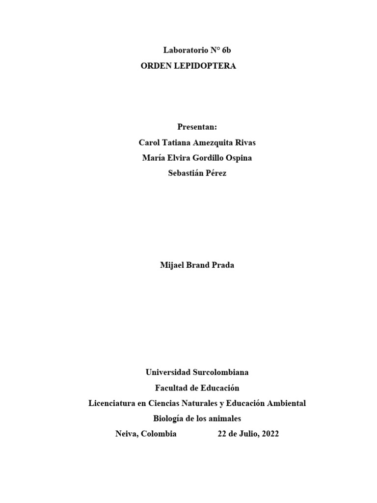 Características del Orden Lepidoptera | PDF | Lepidópteros | Insectos