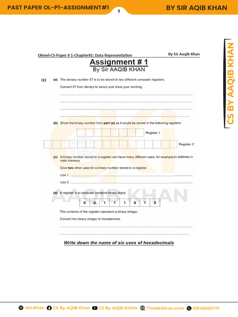 Aaqib Khan: Assignment # 1 | PDF | Computer Engineering | Computing