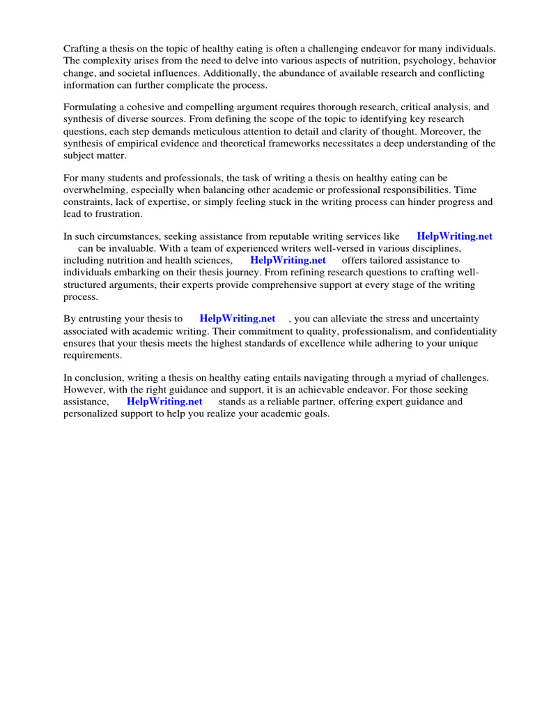Thesis Help for Nutrition Students | PDF | Healthy Diet | Diet (Nutrition)