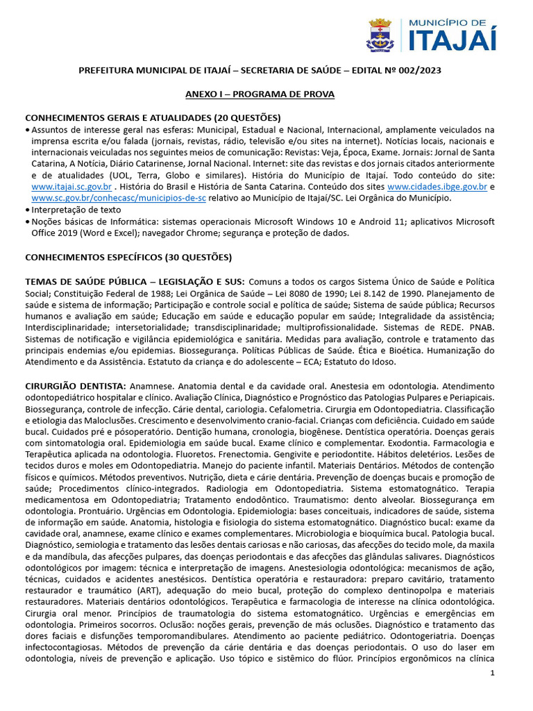 Edital Itajaí ESF | PDF