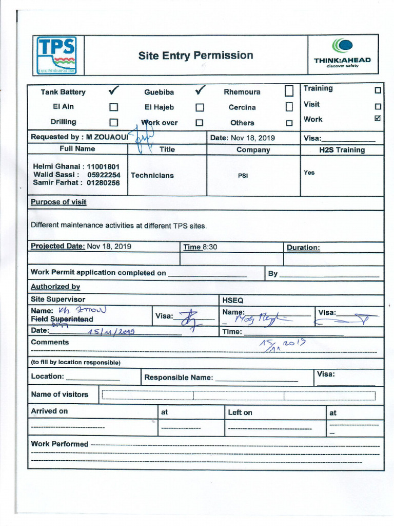 Site Entry Permission - 3 PSI | PDF