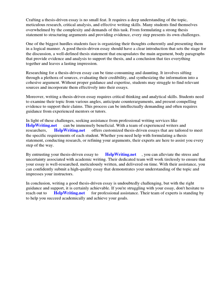 How to Write a Good Thesis Driven Essay | PDF
