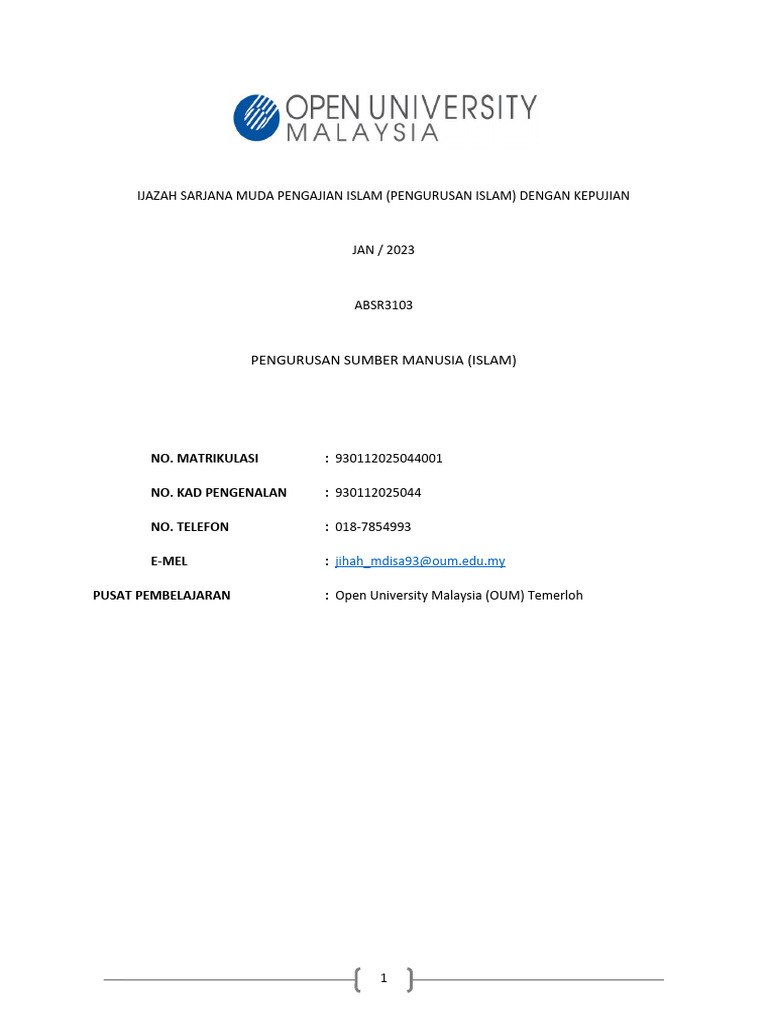 Assignment Pengurusan Sumber Manusia | PDF