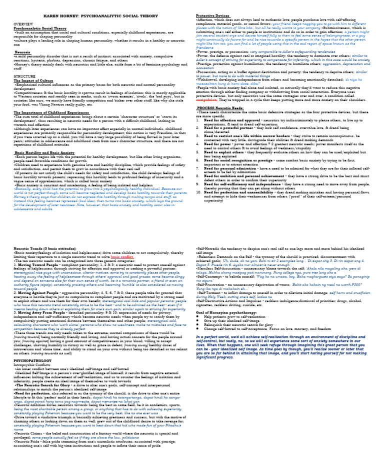 KAREN HORNEY | PDF | Neurosis | Anxiety