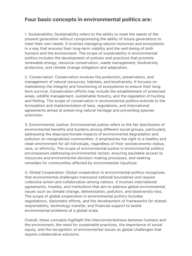 Key Concepts in Environmental Politics | PDF | Sustainability ...