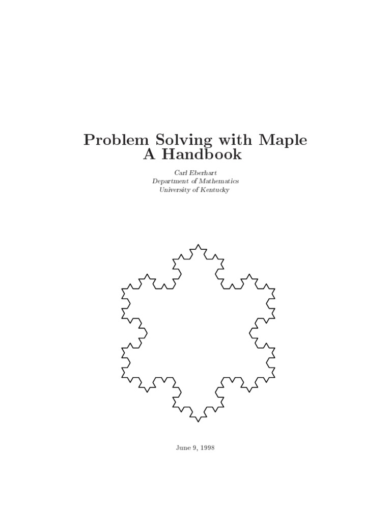 Problem Solving With Maple A Handbook 1998 Pdf Matrix Mathematics Function Mathematics