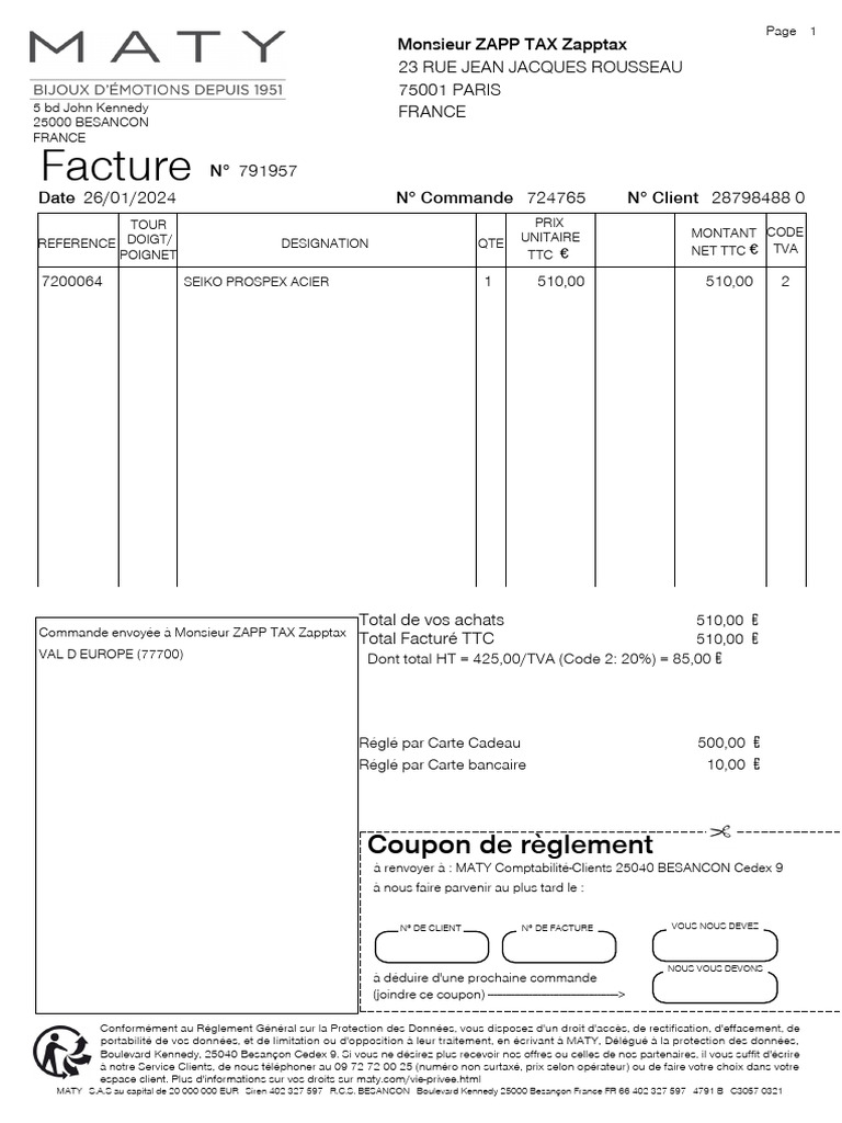 Facture 724765 | PDF | Taxe sur la valeur ajoutée | Facture