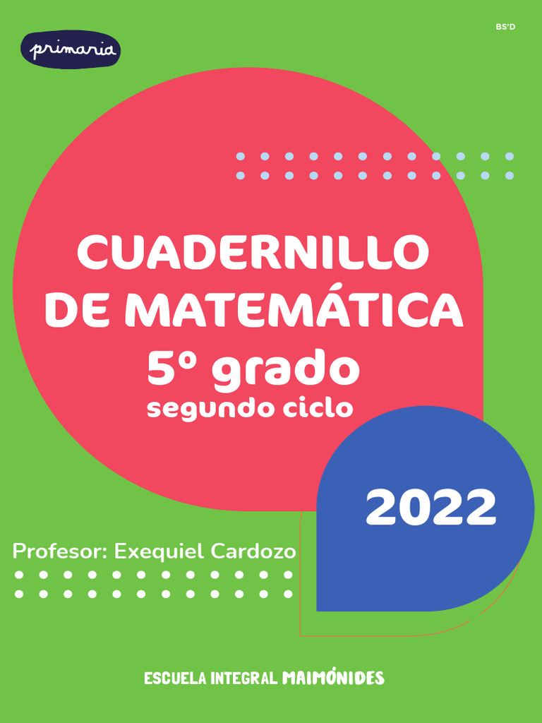Cuadernillo de Matemática. 5to Grado | PDF | Calculadora | Aritmética