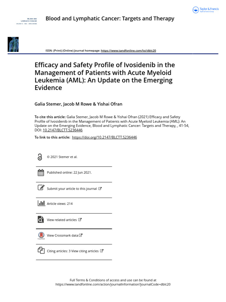 Efficacy and Safety Profile of Ivosidenib in The Management of Patients ...
