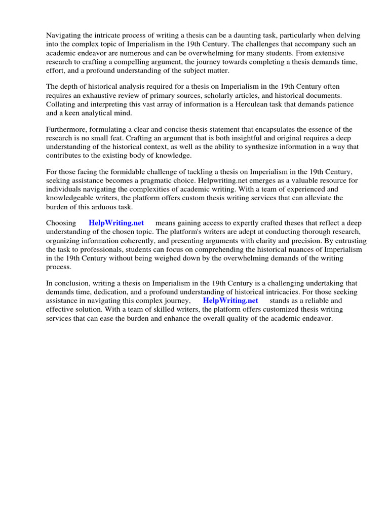 Thesis on Imperialism in the 19th Century | PDF | Imperialism | British ...