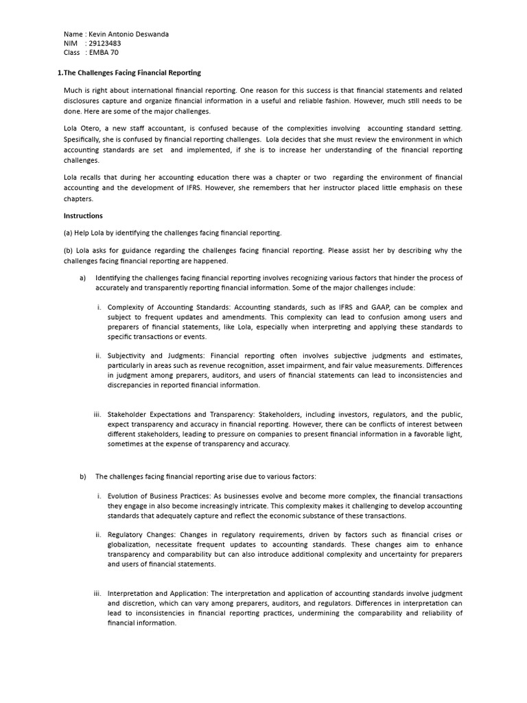 Financial Reporting Challenges | PDF | Financial Statement ...